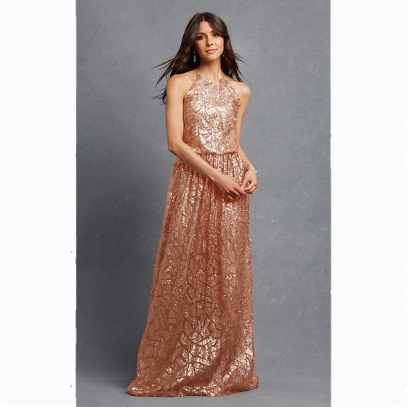 Donna Morgan | Dresses | Donna Morgan Tiffany Rose Gold Sequin Gown ...